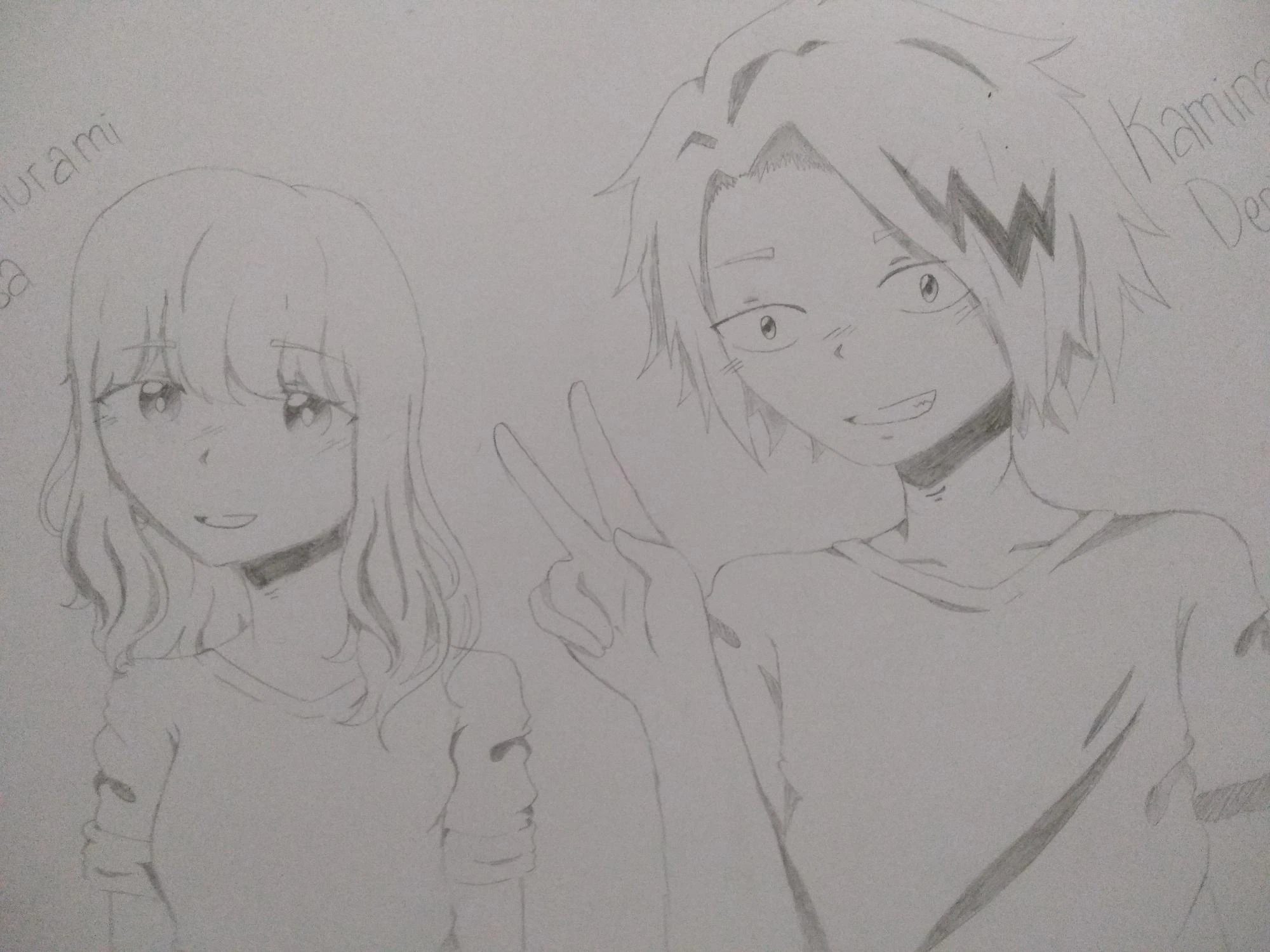Just Kaminari and my OC, also scared to color this..cause i know im ...