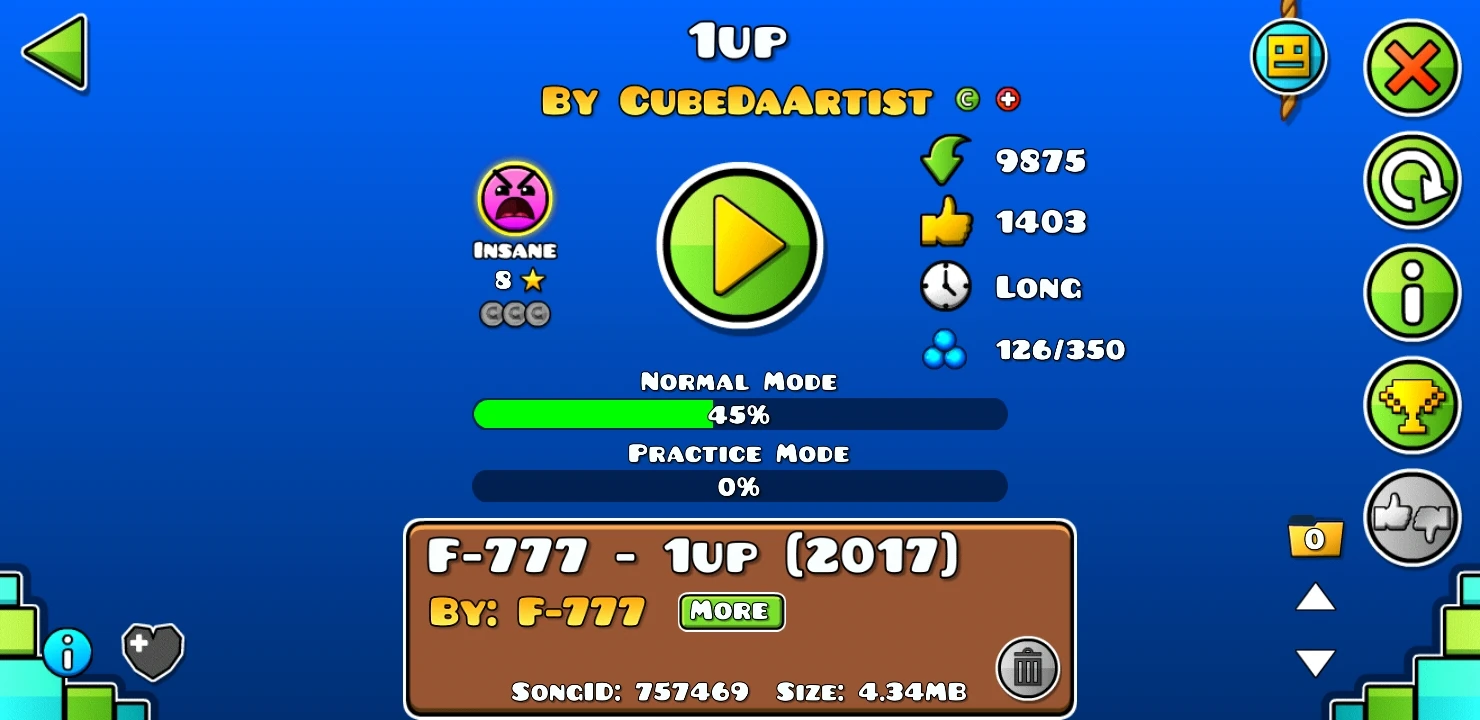 Nothing's better than playing 1UP in Geometry Dash when you don't have ...