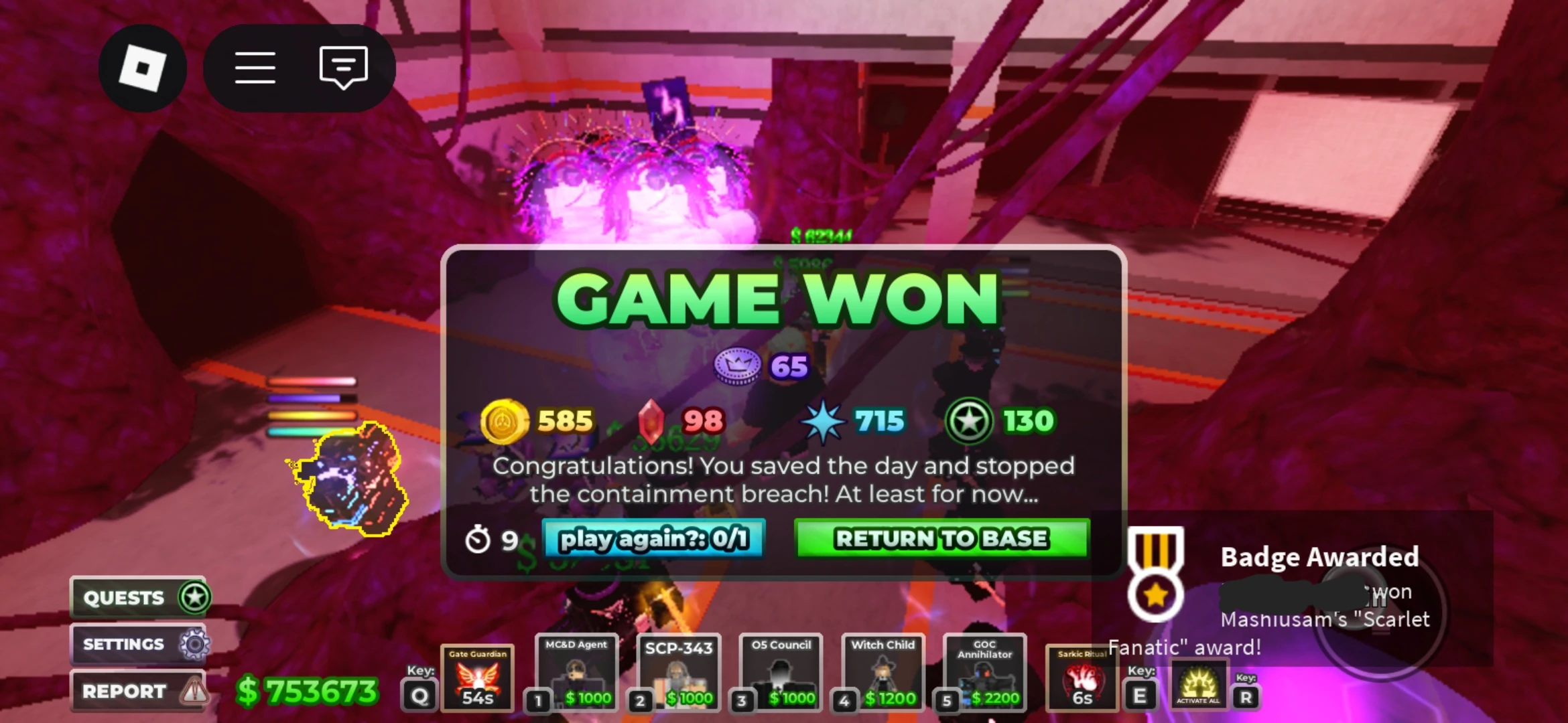 Soloed Scarlet Fanatic, finally got all badges | Fandom