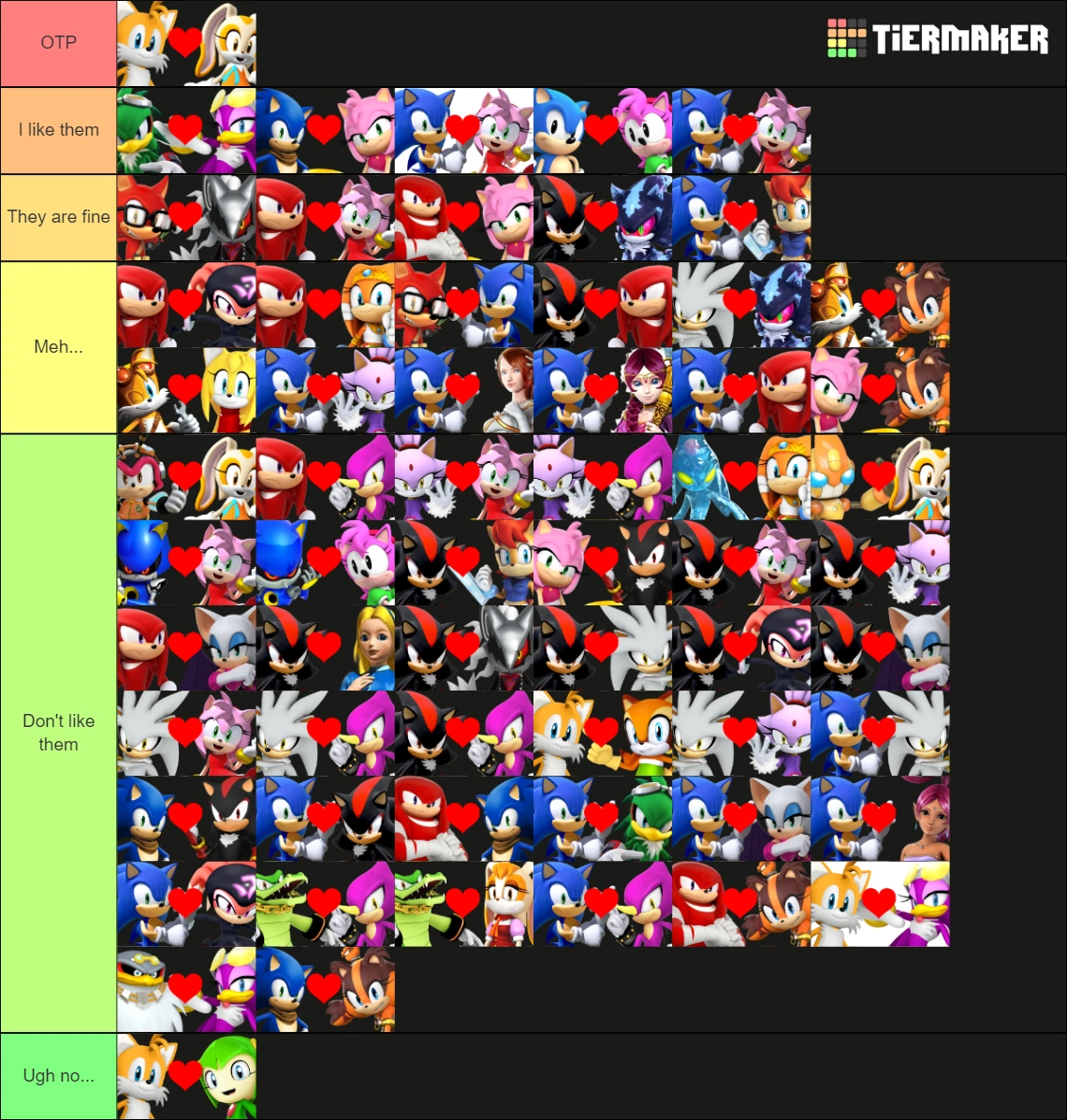 OK Guys, Here's My Tier List Of Sonic Shipping :D | Fandom