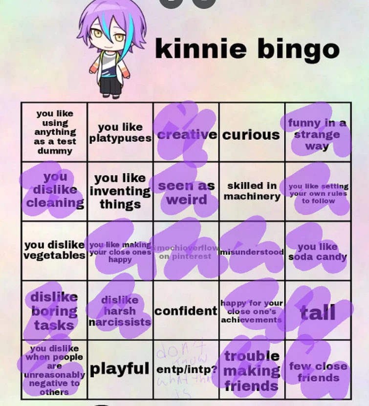 kinnie bingo for my favorite characters (couldn't find one for airi or ...