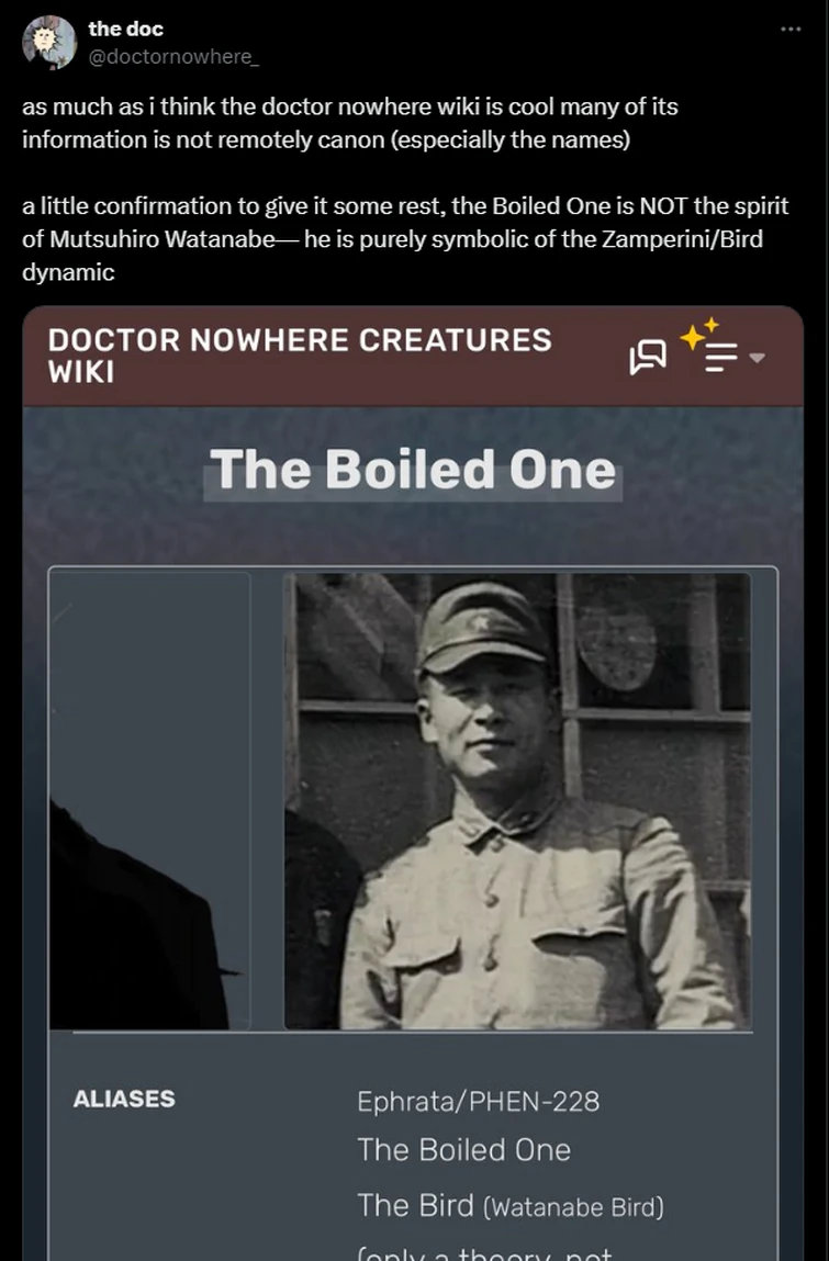 the Boiled One's identity has been officially confirmed as not being ...