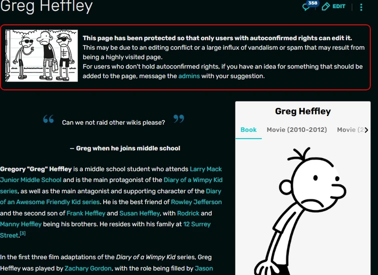 greg heffley wiki page says this: | Fandom