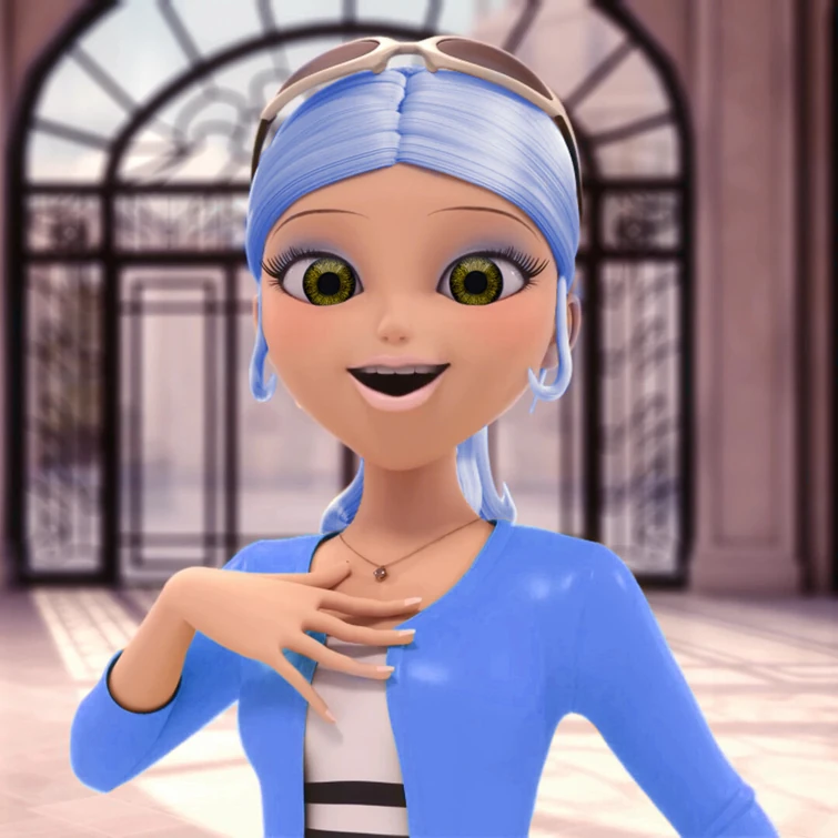 Chloé with blue hair/jacket and hazel eyes | Fandom