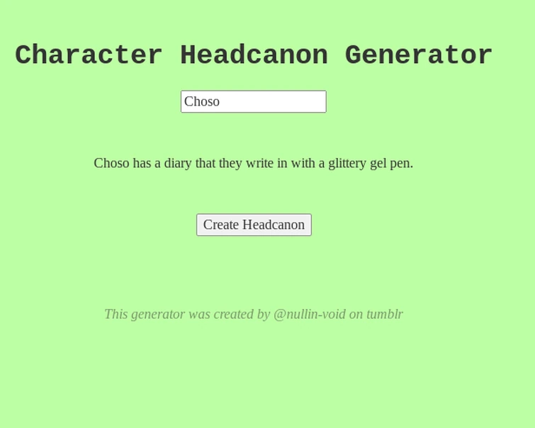 Character headcanon generator!!! | Fandom