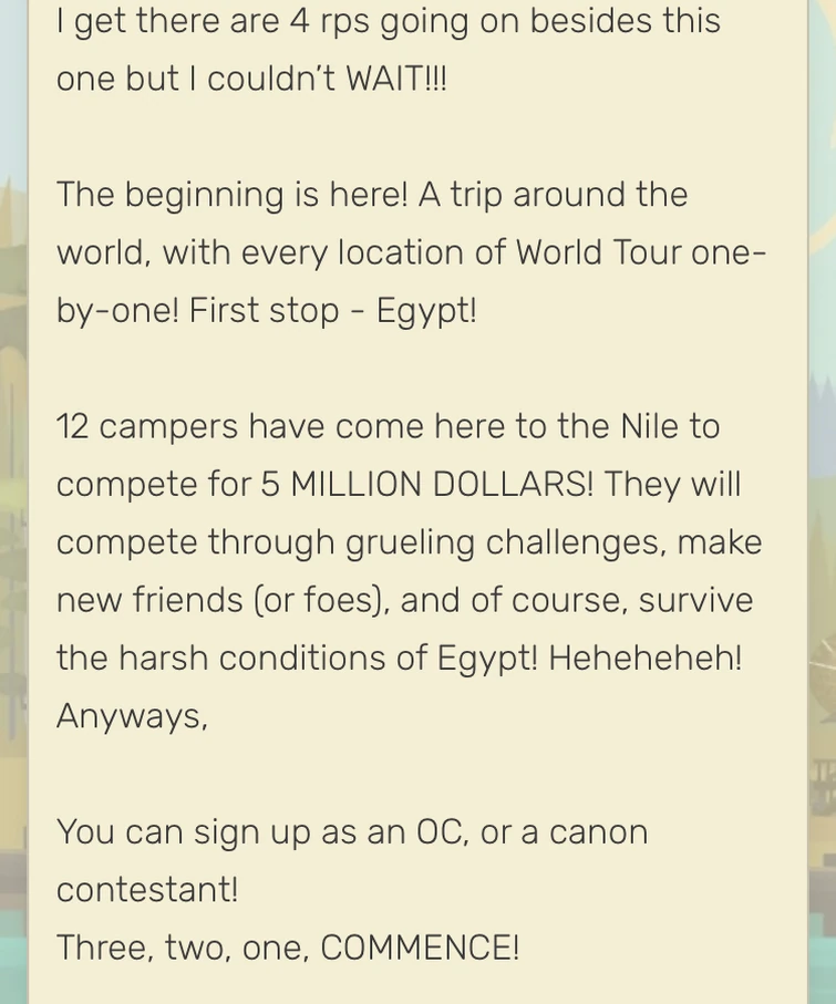 Total Drama Egypt Sign-Ups! (REPOST) | Fandom