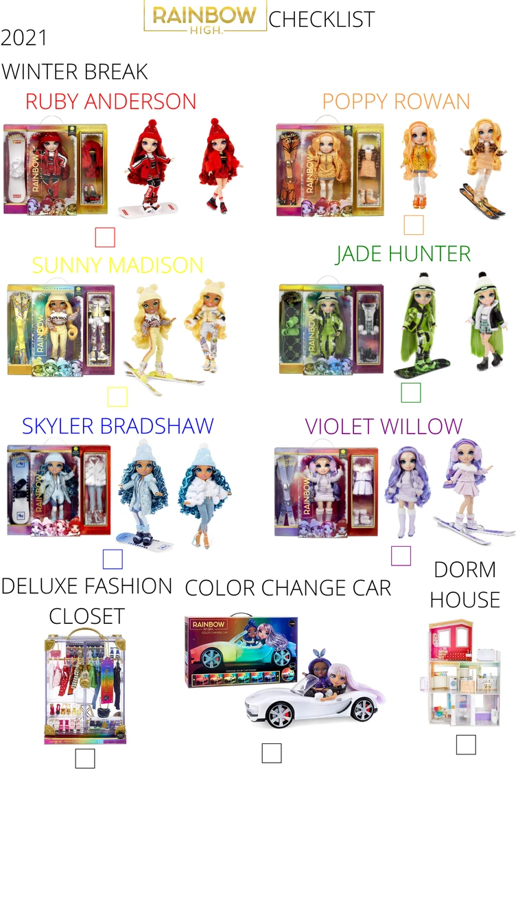 The Rainbow High Checklist I Made... | Fandom