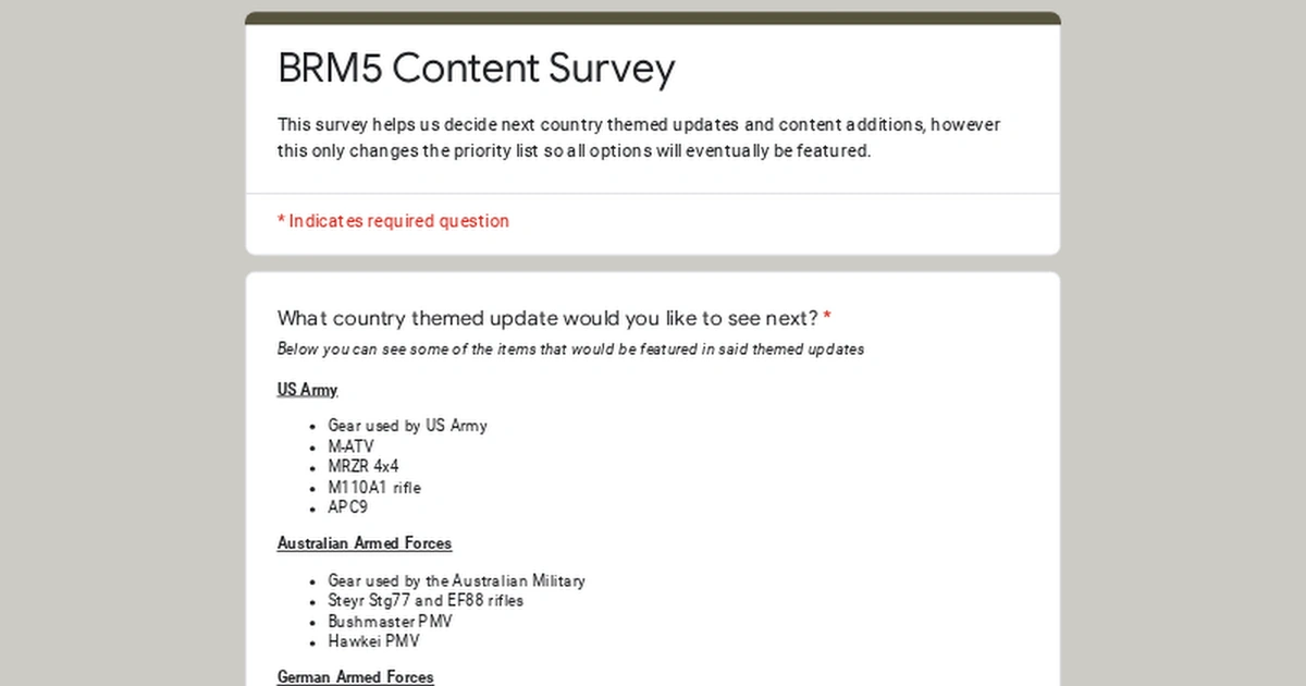BRM5 Content Survey | Fandom