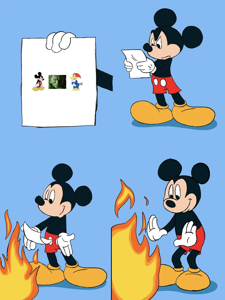 Mickey Mouse Burns Mickey Mouse and Hulk gets Angry at Woody Woodpecker ...