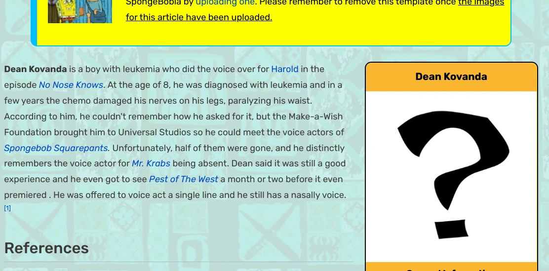 Why is there no picture for Dean Kovanda? | Fandom