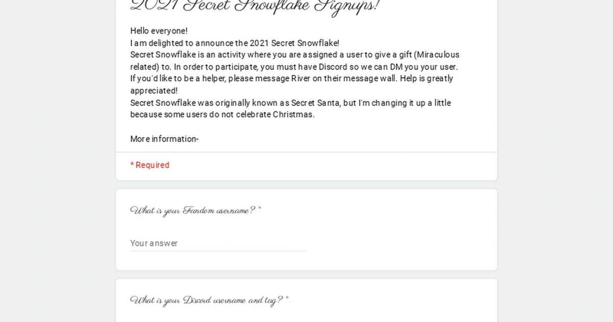 Secret Snowflake 2021 | Fandom