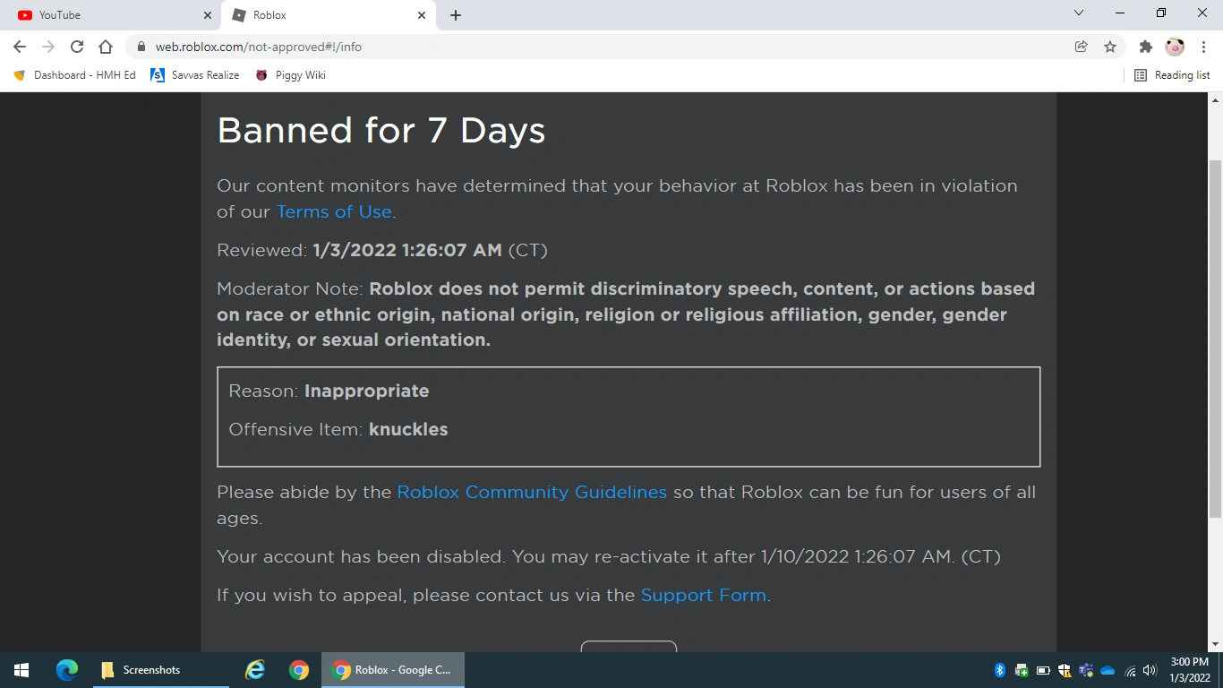 My 3rd ban on roblox | Fandom