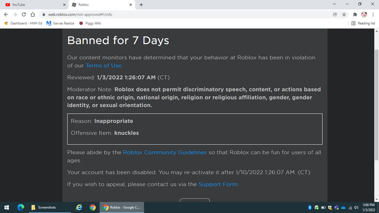 My 3rd ban on roblox | Fandom