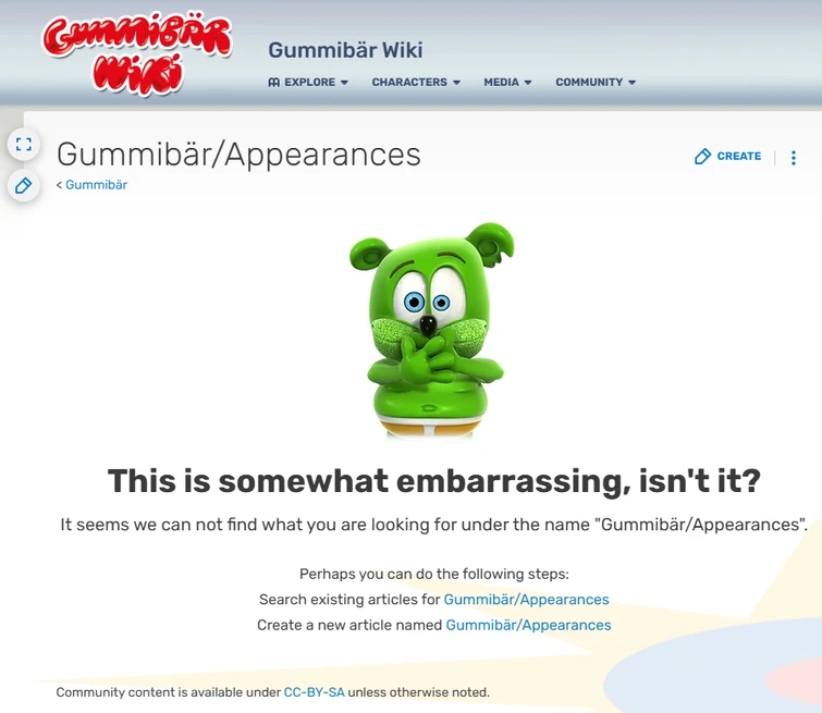 Gummibär/Appearances page gone | Fandom