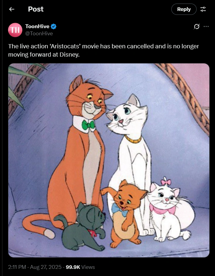 Breaking News Everyone: Live Action Aristocats CANCELLED! | Fandom
