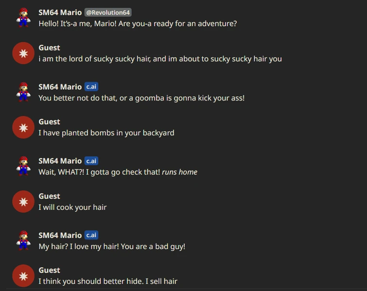 Typical Discussion between a fat red plumber and sucky sucky hair | Fandom