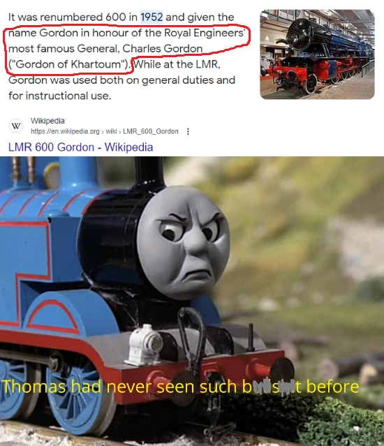 So you're telling me this big blue British steam train just HAPPENS to ...