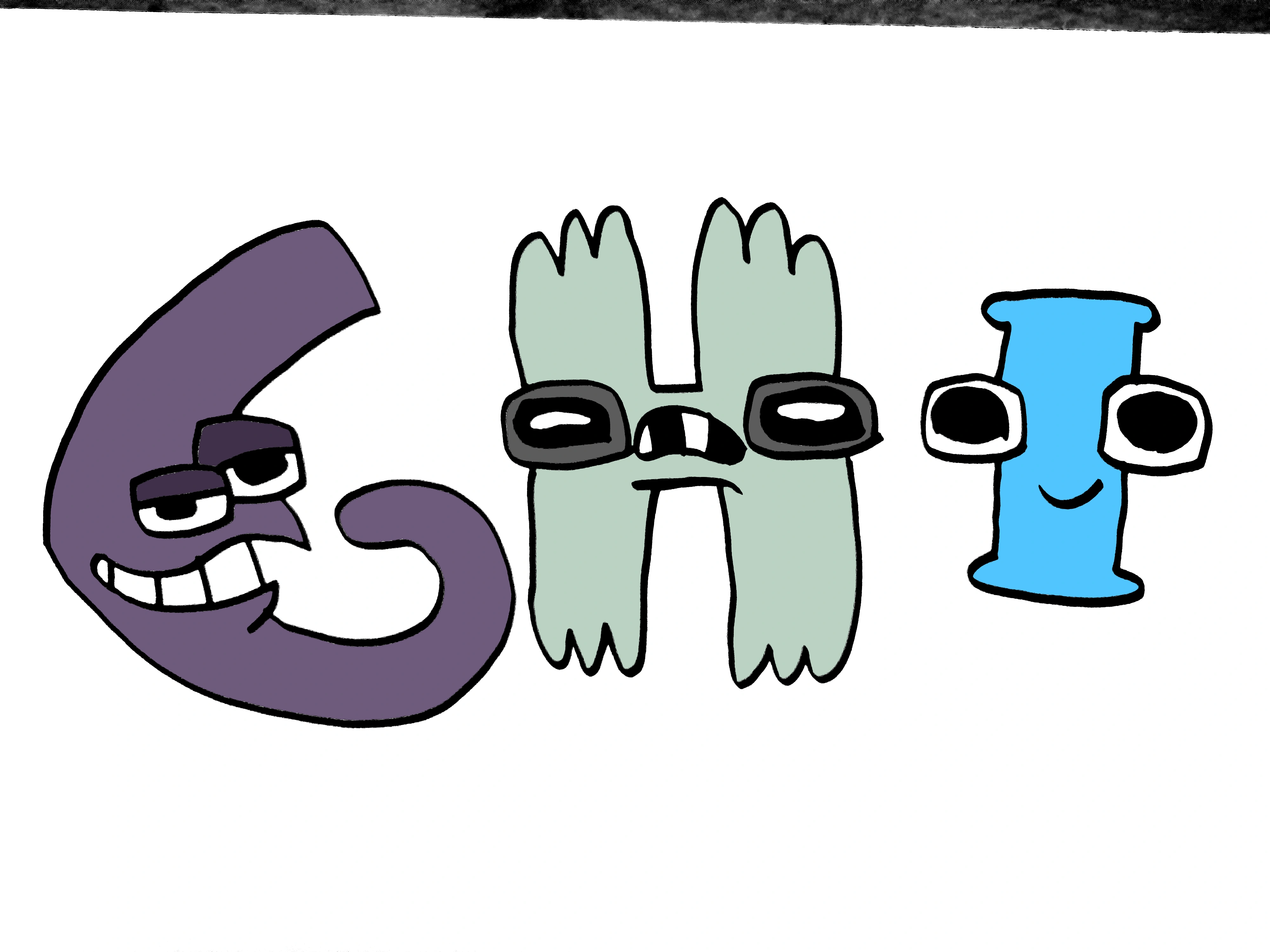 My drawing of G, H, and I | Fandom