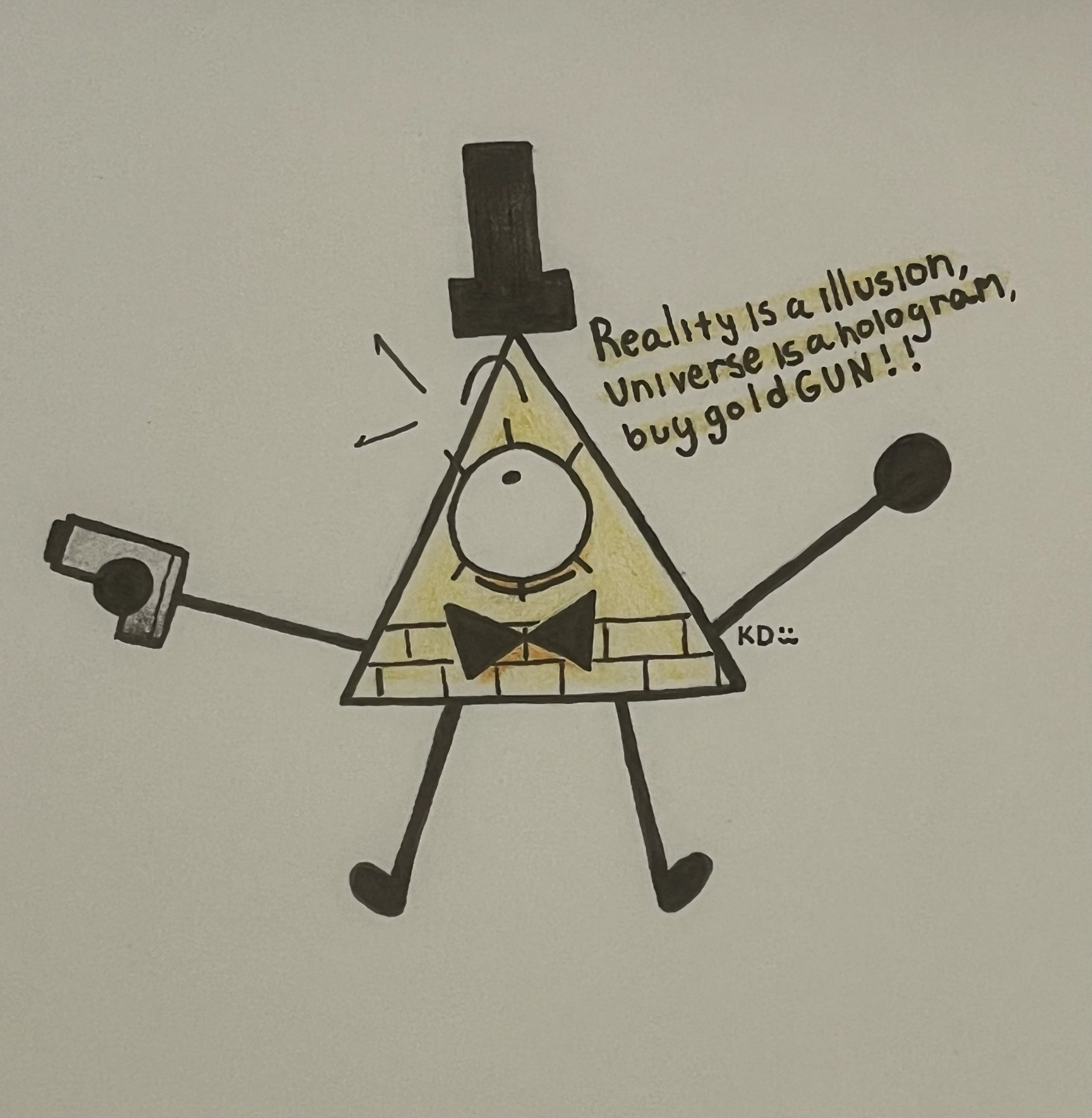 bill cipher gun doodle on paper | Fandom