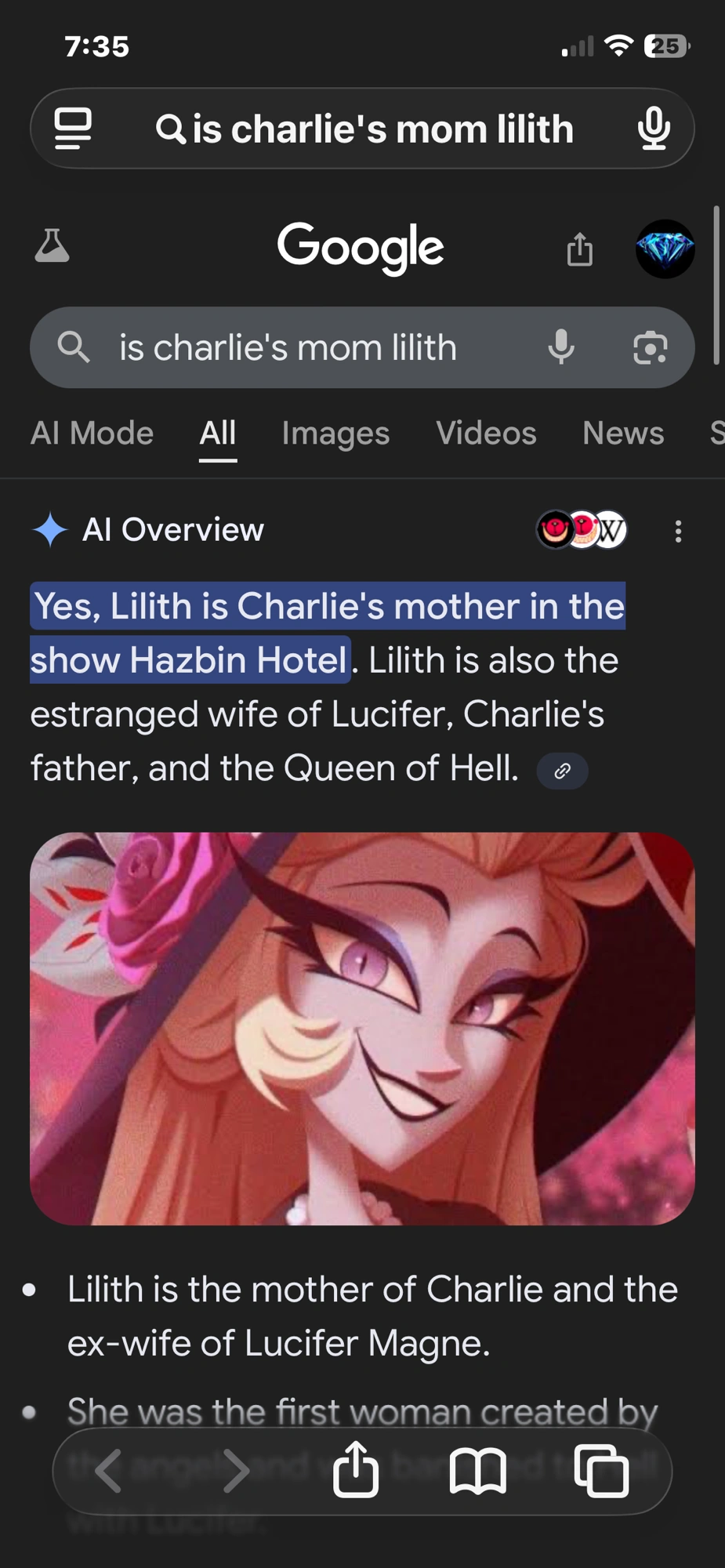 Ok I did a quick google search and it turns out that Lilith is Charlie ...