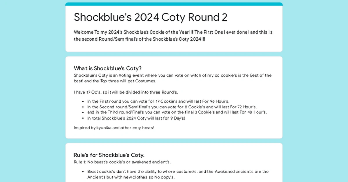 Shockblue's 2024 Coty Round 2 Final Vote reminder!!! | Fandom