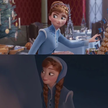 Anna has a slight different appearance in Christmas? Should both be ...