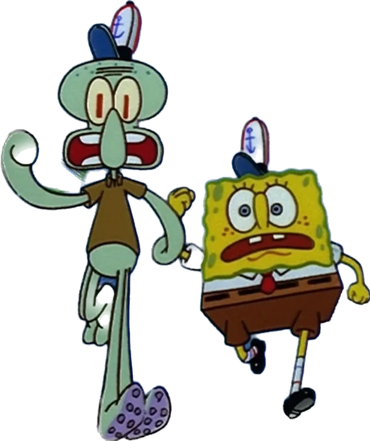 SpongeBob and squidward running in no background | Fandom