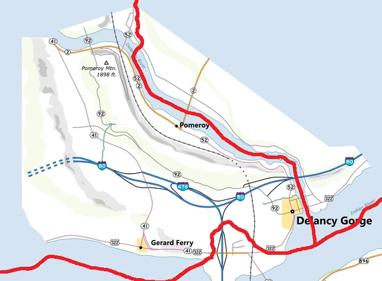 My idea of county boundaries of the known UDU parts of Delaware ...