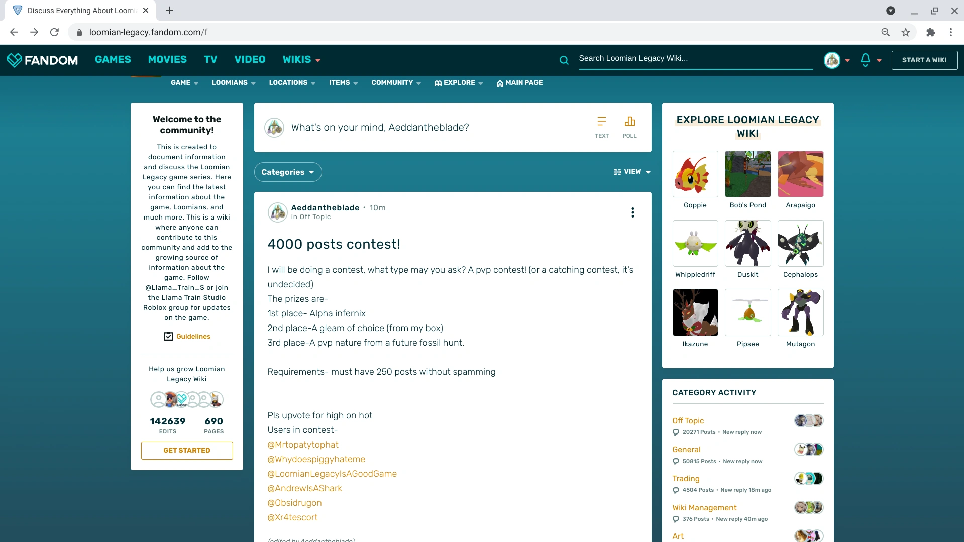 4000 posts pvp contest (entries closed) | Fandom