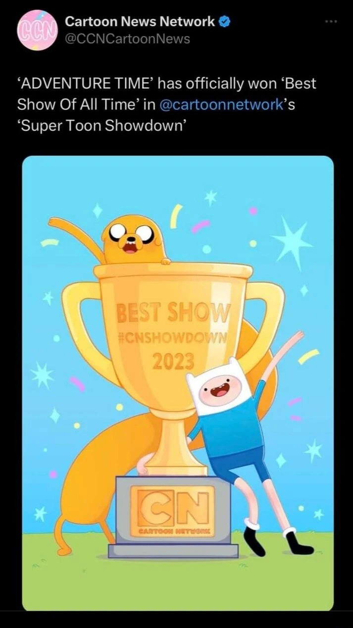 Adventure Time won the best Cartoon Network show | Fandom