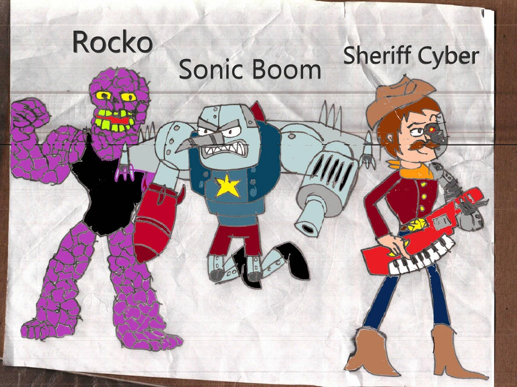 Rocko, Sonic Boom and Sheriff Cyber (Power Players OCs) | Fandom