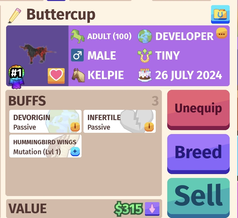 Can anyone tell me what a dev origin demon kelpie is worth? | Fandom