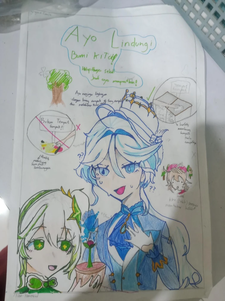 "The urge to just draw furina in your homework" well I did something ...