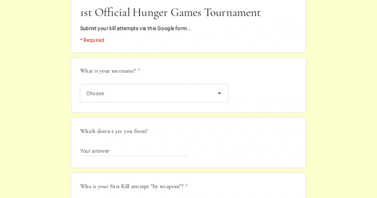 Mod Post//1st Official Hunger Games Tournament (Training) | Fandom