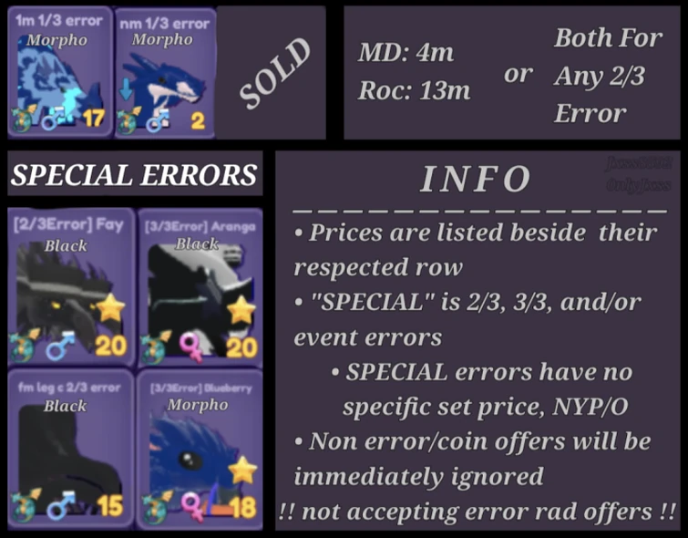 trading/selling errors! (pures, 2/3s, 1/3s, events, saur, etc) | Fandom