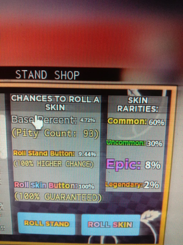 Is these a bug because i cant even get a skin even though i just use 93 ...