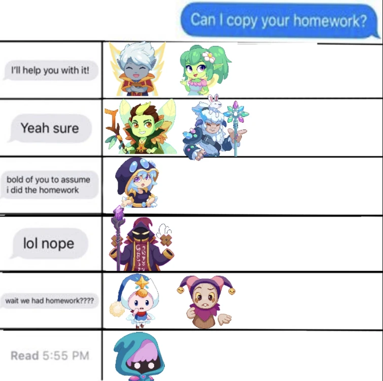 Prodigy NPCS reactions to “Can I copy your homework?” (Meme) | Fandom