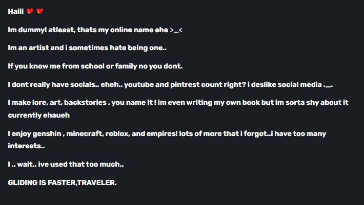 return post -my old genshin bio from 2020-2021💀 | Fandom