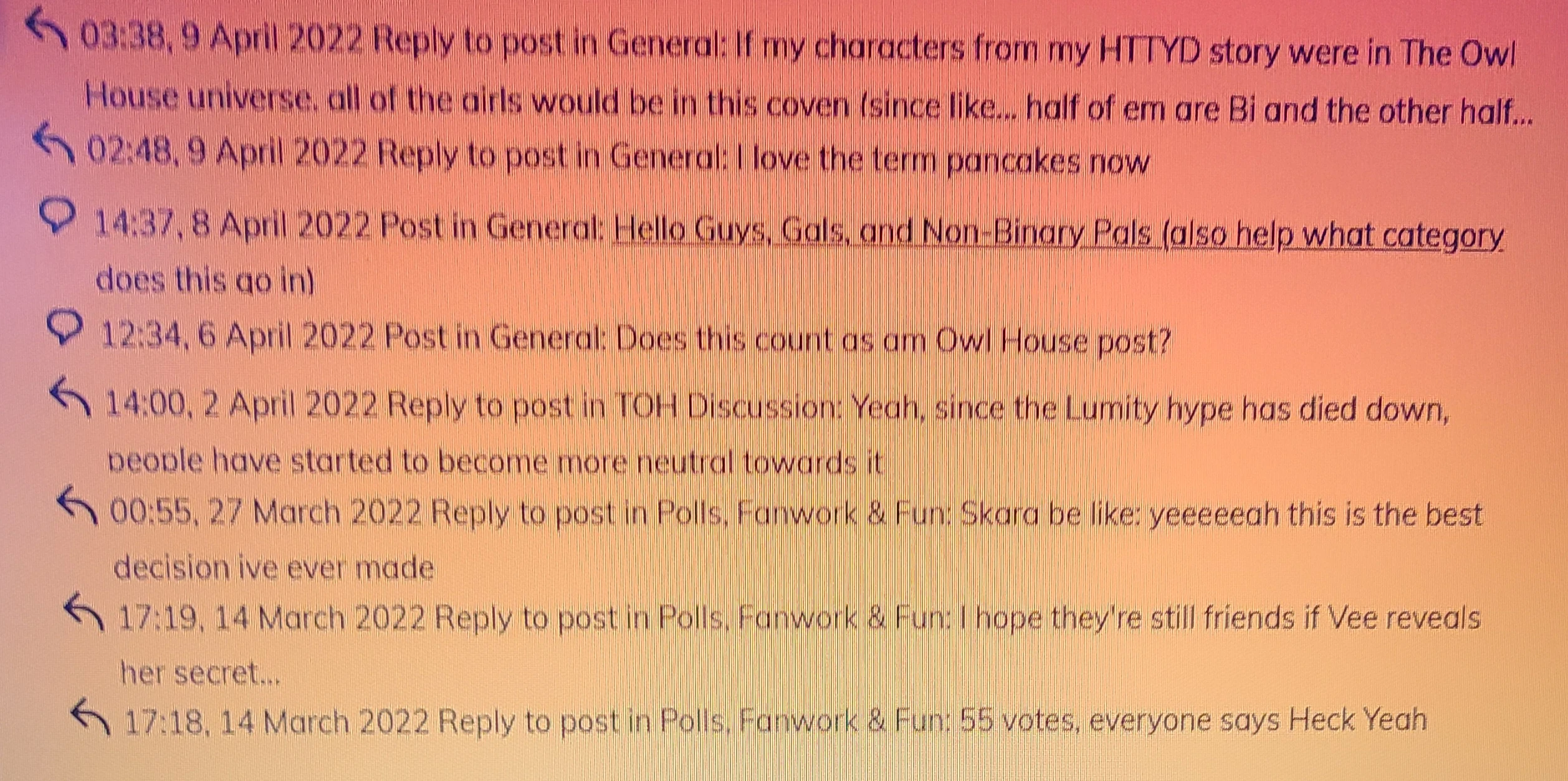 Ok uh I reached the end of my old account's posts | Fandom