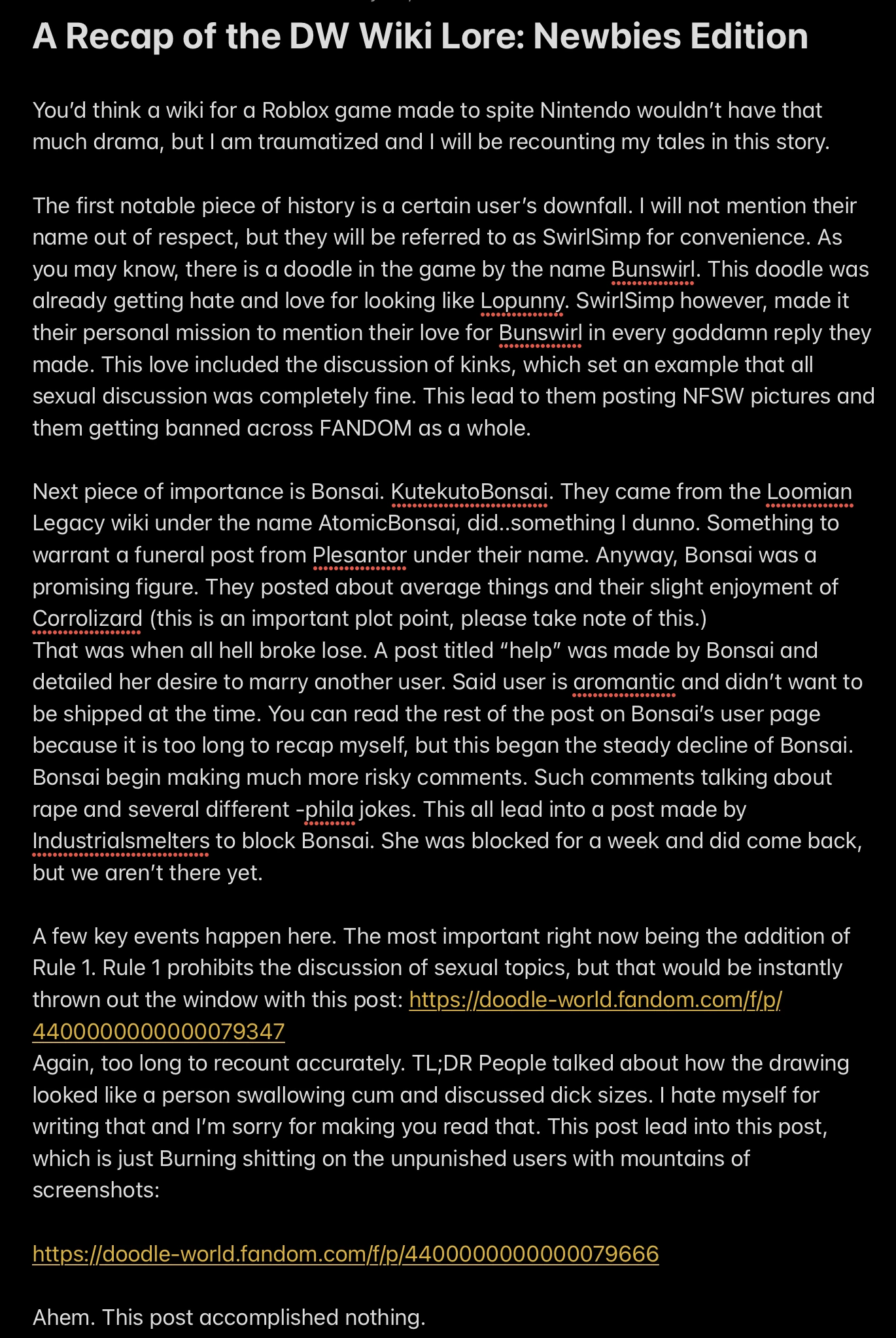 More accurate DW wiki lore/events | Fandom