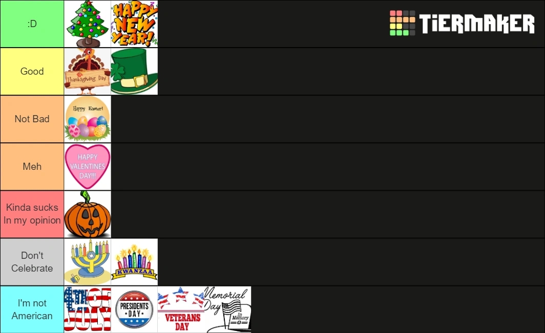 Holiday Tier List | Fandom