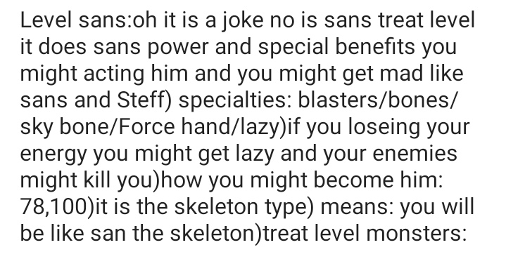 Treat level:sans | Fandom