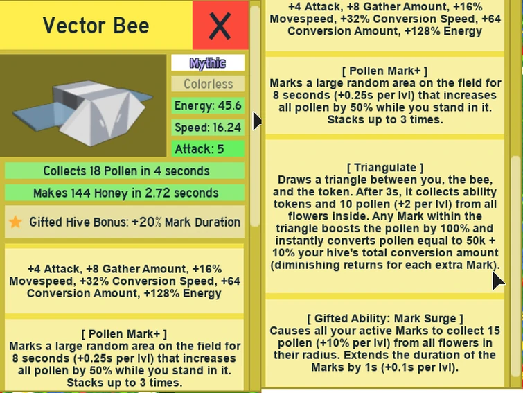 Idk if anyone posted this already but, Vector bee stats | Fandom