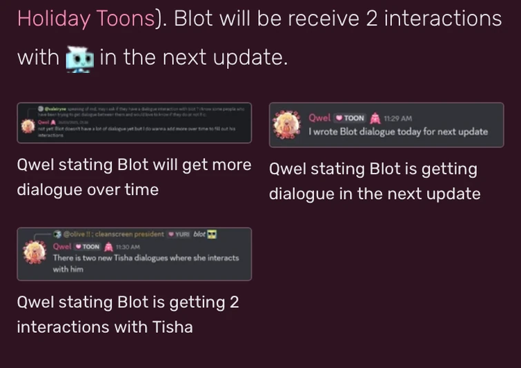 Blot getting new interactions next update: | Fandom