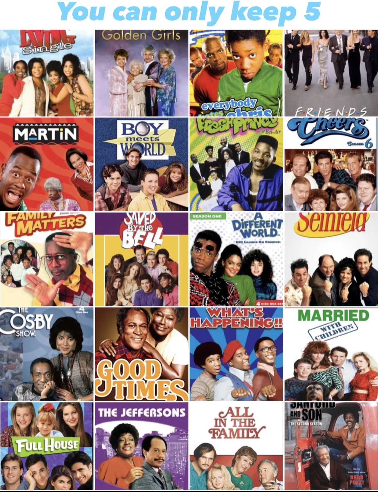 You can only keep 5 of these classics tv shows? | Fandom