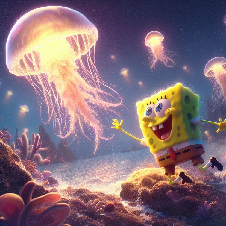 Some AI Art of SpongeBob Catching Jellyfish | Fandom