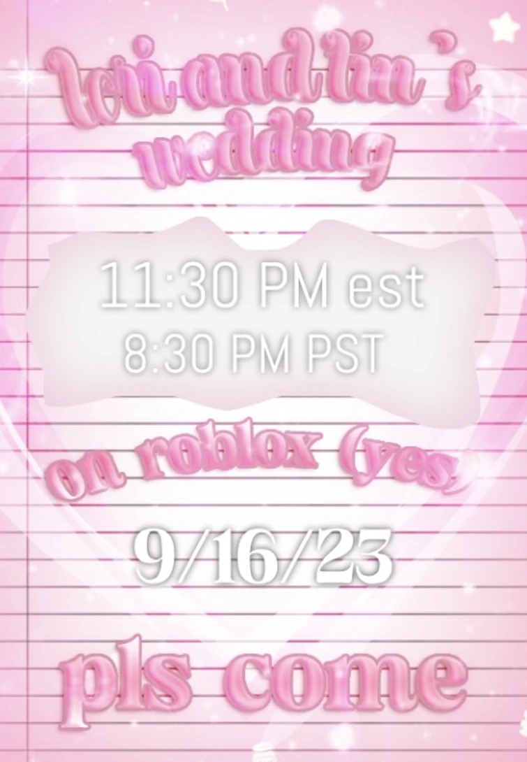 You’ve been invited to the silly little gay roblox wedding of Tim and ...