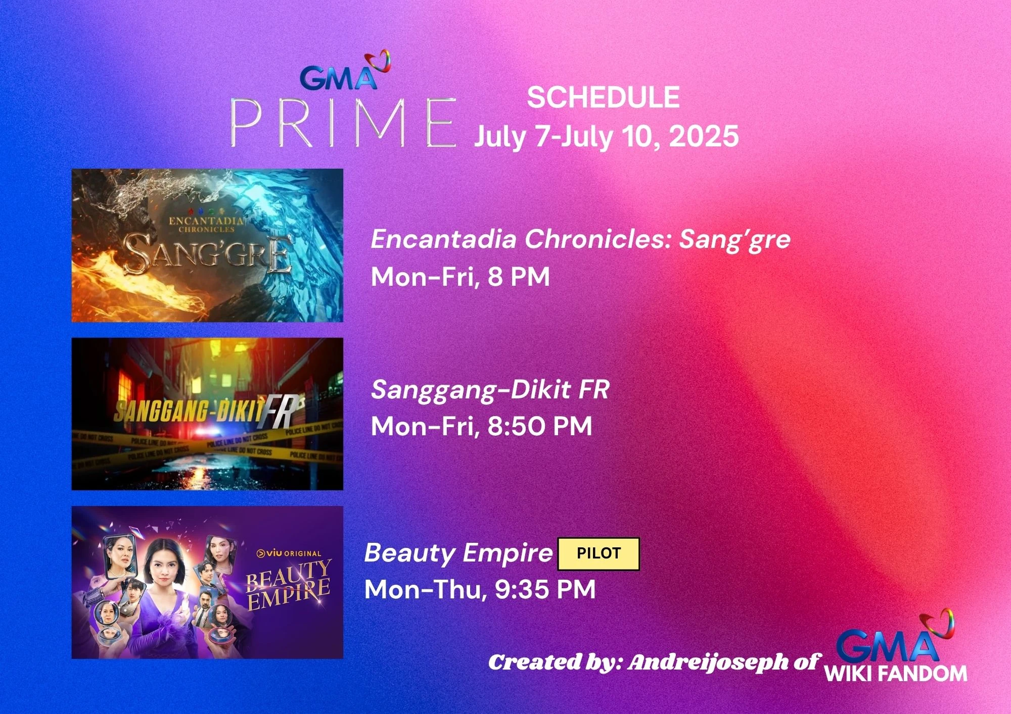 GMA Prime schedule (July 7 — July 10, 2025) | Fandom