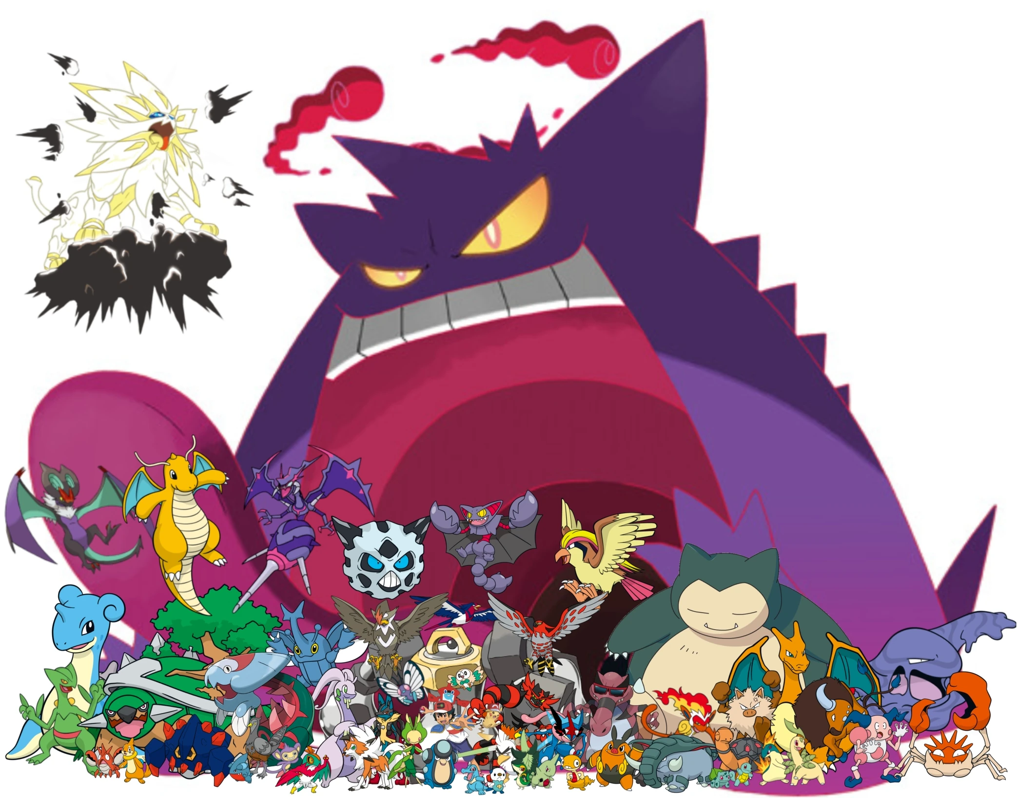 A Collage of every single one of Ash's Pokémon (plus Rotodex, Nebby ...