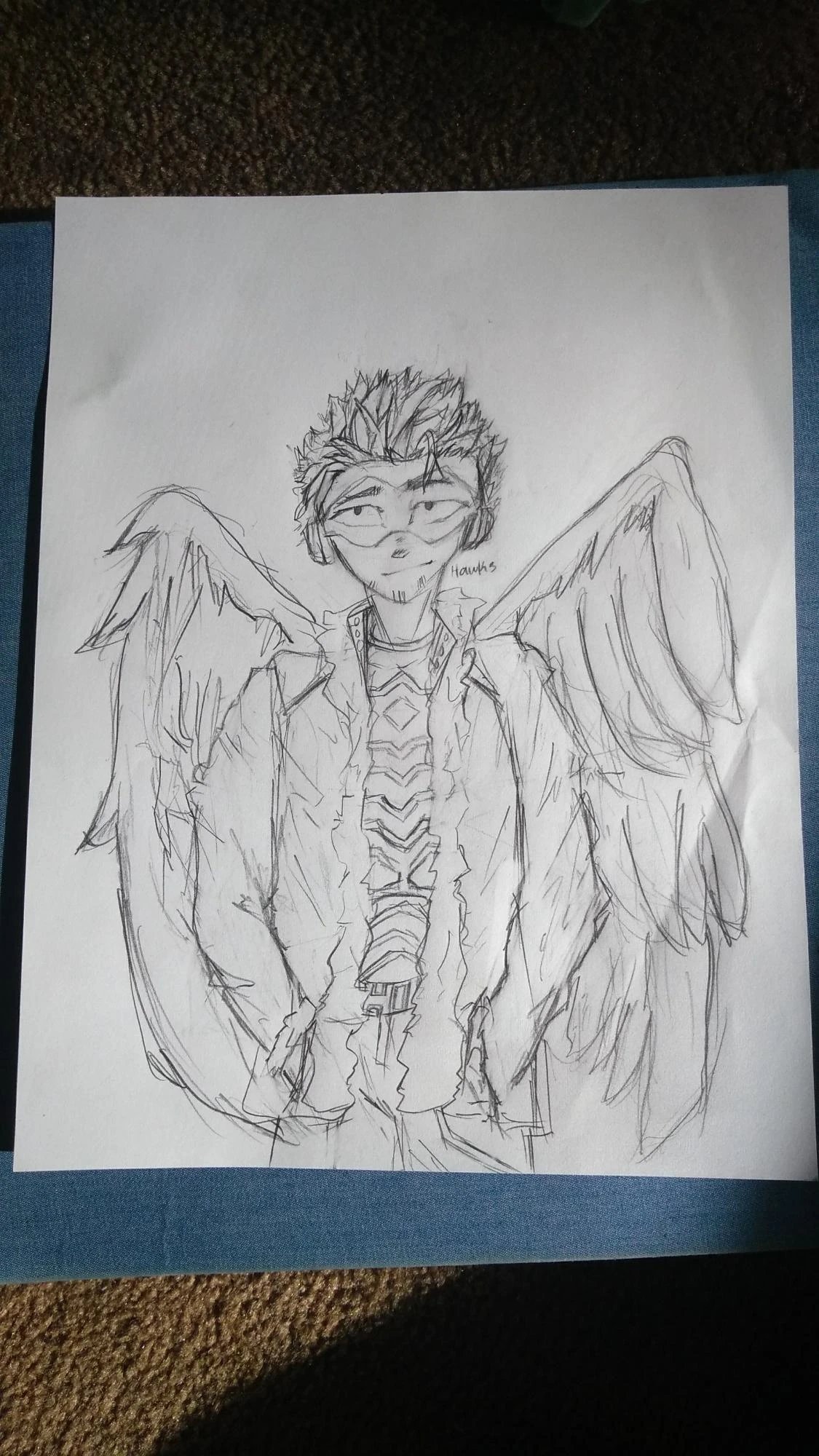 This is my first post, and I drew the pro hero Hawks who hasn't yet ...